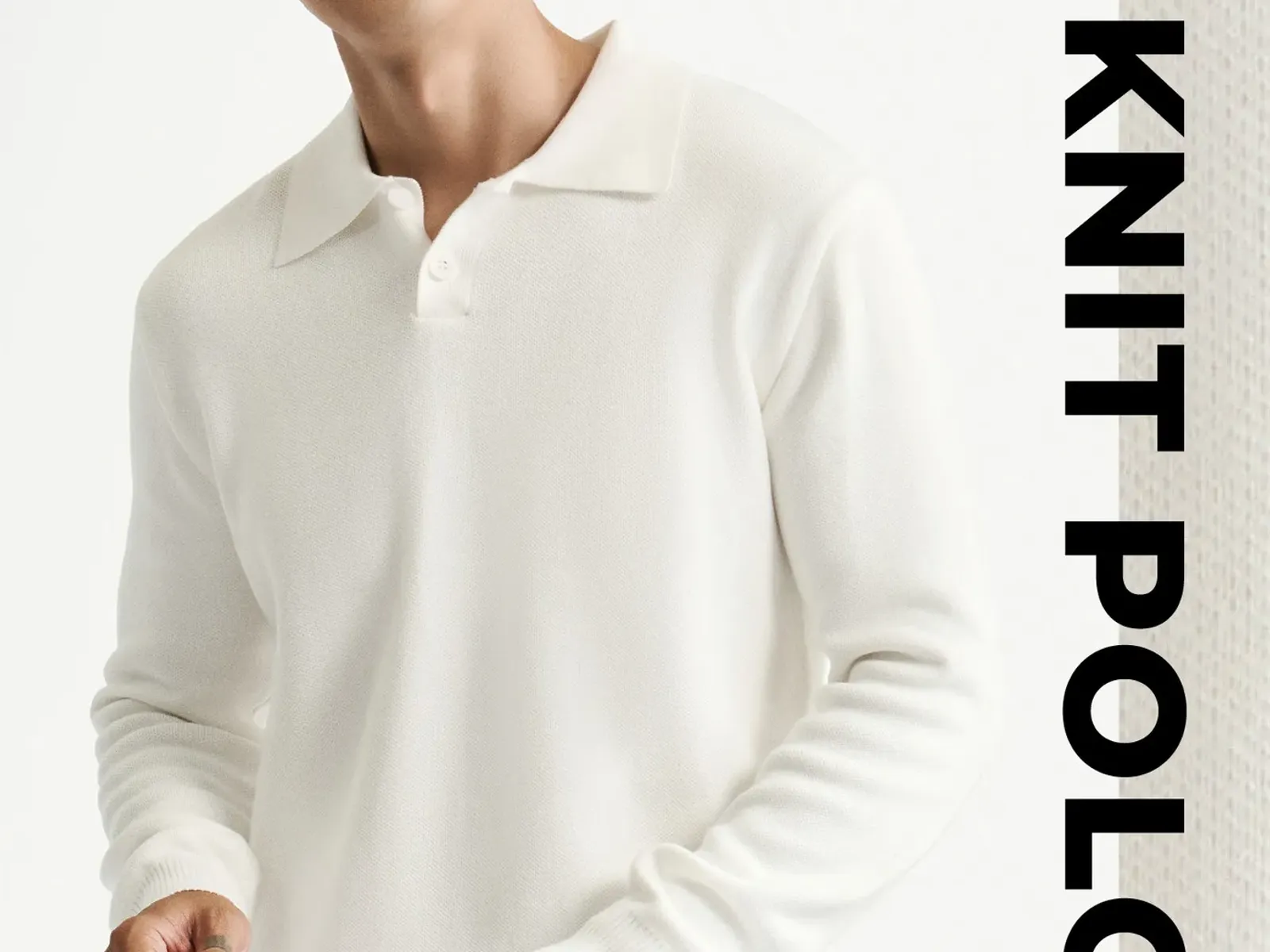 Áo len nam dài tay cổ polo trơn form fitted