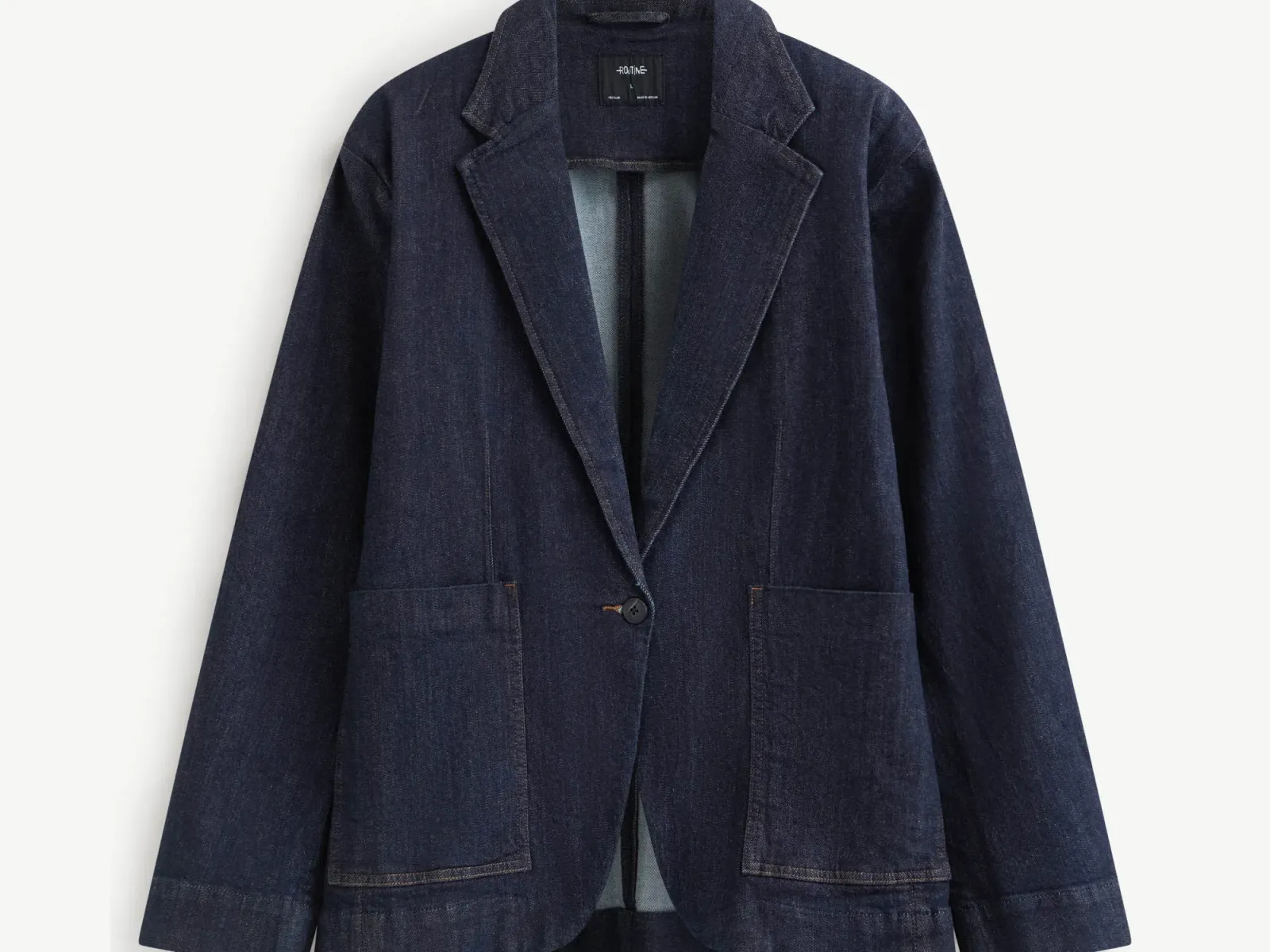 Áo Vest Blazer Denim Nam Dark Navy Form Regular